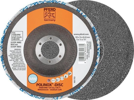 Pferd 44690723 Polinox-Compact Schuurpapier Disc Disc Pner-Mw 125-22 2 Sic F Diameter... | bol