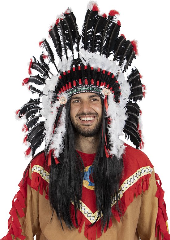 FUNIDELIA Luxe Indiaanse Hoofdtooi Met Veren voor vrouwen en mannen ...