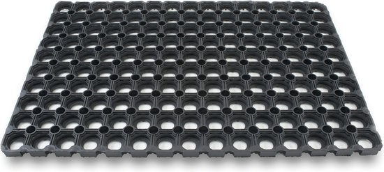 2x Rubberen deurmatten/schoonloopmatten zwart 40 x 60 cm - Deurmat ...