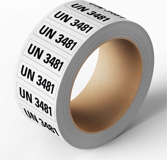 UN 3481 sticker, zelfklevend papier, 500 op rol 147 x 50 mm | bol