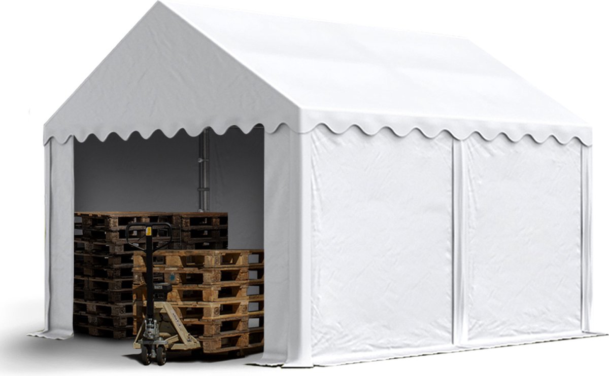Opslagtent 3x4 m stabiele industrietent met PVC-Zeil 750 N wit ...