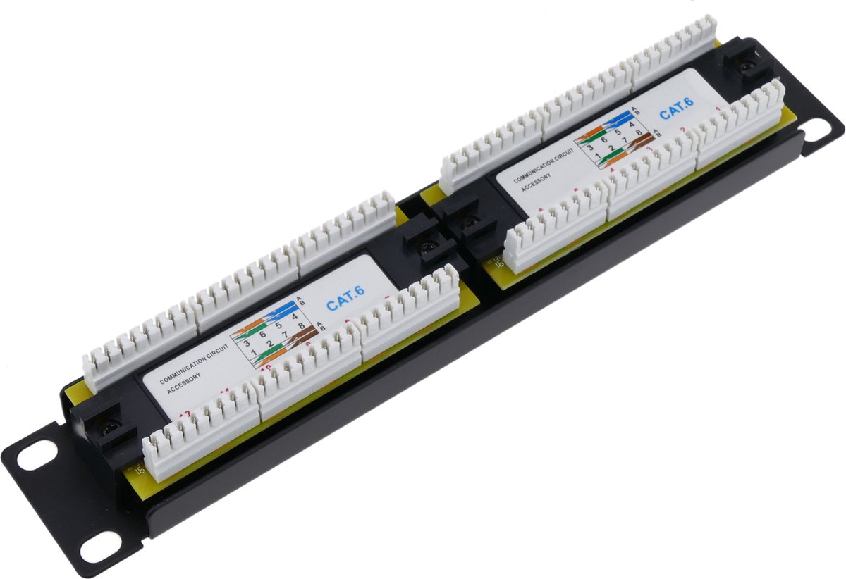 RackMatic - Patchpaneel 10 "voor rackkast 12-poorts RJ45 Cat.6 UTP 1U ...