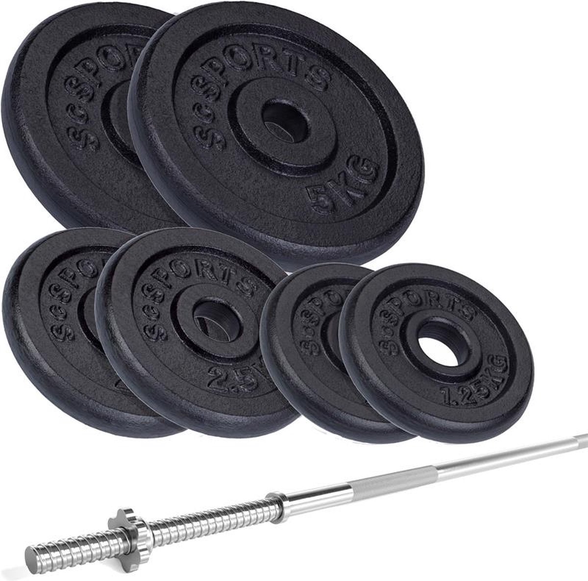 ScSPORTS® Halterset 25 kg - Halterstang 120 cm met Halterschijven ...