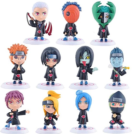 Set van 11 Naruto Akatsuki PVC Figuren Collectible Model met Bases ...