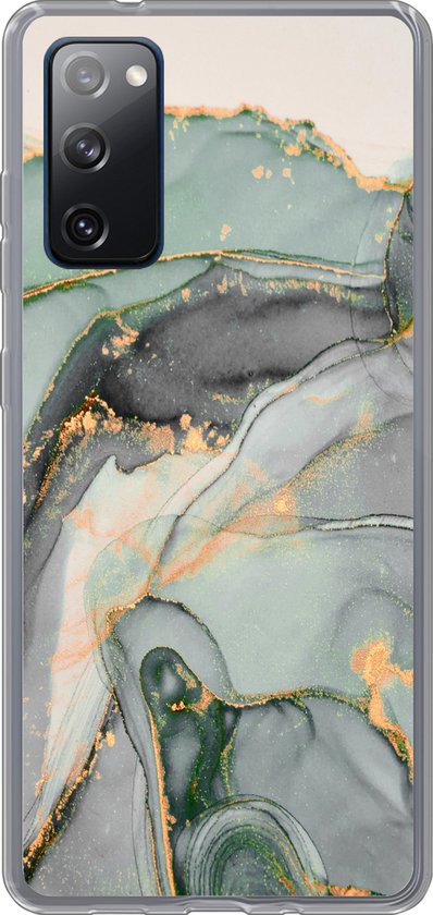 Geschikt voor Samsung Galaxy S20 FE hoesje - Goud - Marmer print - Groen - luxe -... | bol