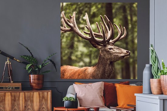 Muurstickers - Sticker Folie - Hert - Natuur - Gewei - Bos - Dieren - 120x120 cm -... | bol