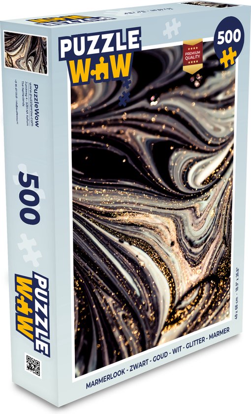 Puzzel Marmerlook - Zwart - Goud - Wit - Glitter - Marmer print ...