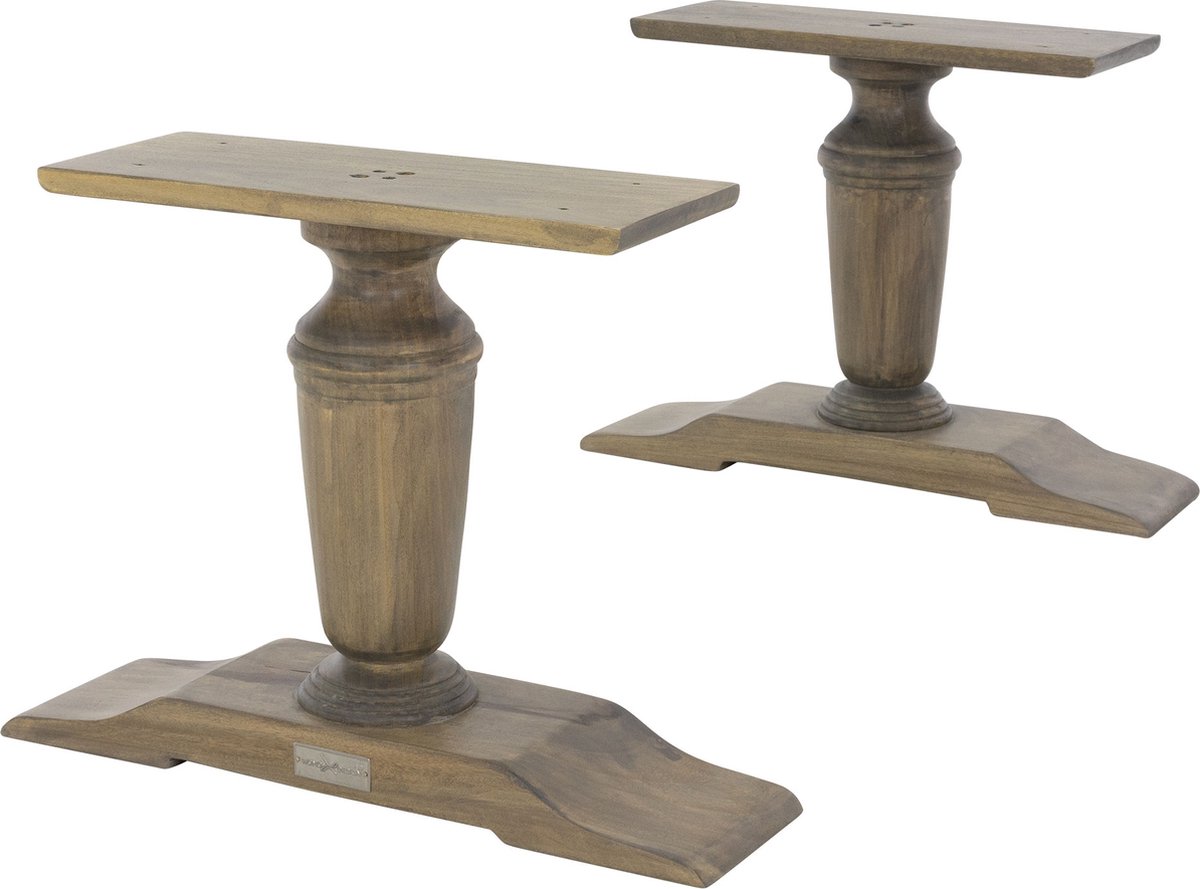 Tafelpoten Set van 2 50x37x15 cm Grijs Massief Hout WOMO Design | bol.com