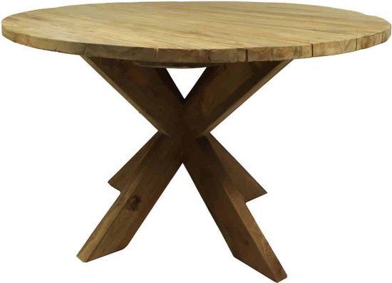 HSM Collection - Tuintafel rond met kruispoot - ø125x77 - Naturel - Oud ...