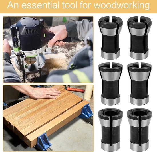 6pcs Collet Adapter Steel Milling Collet 6mm 6.35mm 8mm Drill Chuck ...