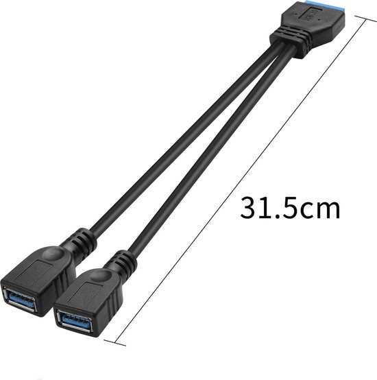 USB 3.0 naar Moederbord 19/20Pin Y Splitter Kabel - A Vrouwelijk naar ...