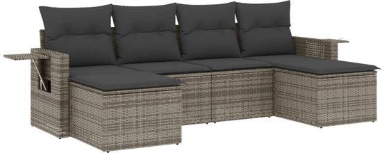 vidaXL Loungeset 6-delig - Grijs - Inclusief Kussens | bol