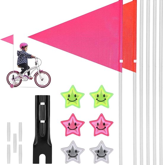 Veiligheidsvlag fietspaken - 2 stuks, ster - 180 cm - verstelbare ...