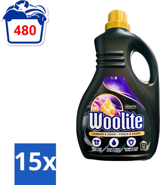 Woolite Dark - Vloeibaar Wasmiddel - Met Keratine - Donkere & Denim Was ...