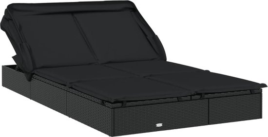 vidaXL Ligbed 2-persoons met dak - Zwart - 213x118x97 cm Ligbed ...