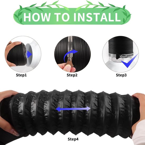 Flexibele afvoerslang 125 mm - voor keuken en droger - 2 m - zwart ...