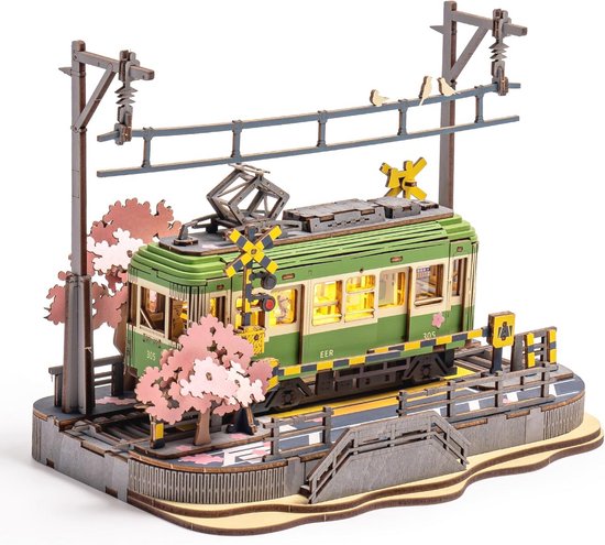 3D Houten Puzzel Sakura Tram met LED Verlichting - Modelbouwset voor ...