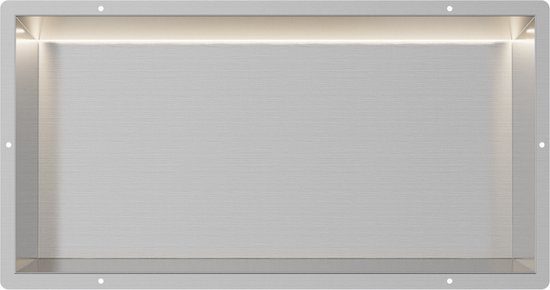 RVS Inbouwnis 30x60x10cm met tegelflens en LED verlichting - Inbouwnis ...