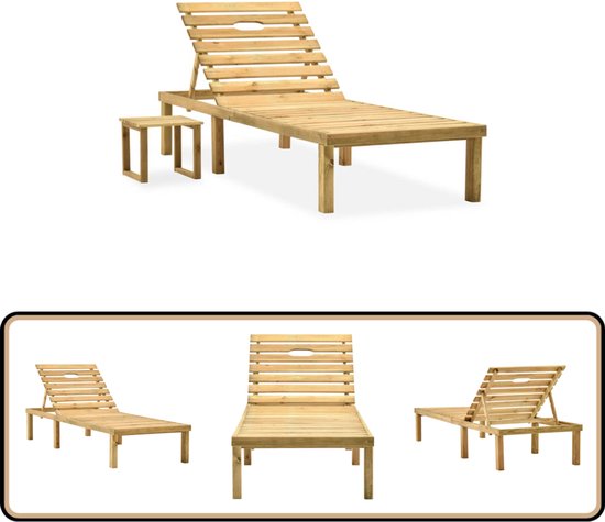 vidaXL Ligbed met tafel - Geïmpregneerd Grenenhout Ligbed - Houten ...