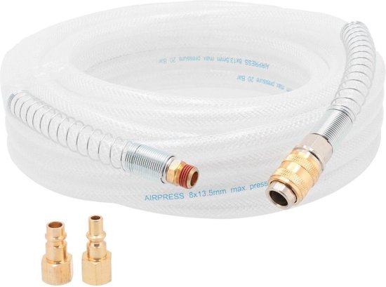 Luchtslang PVC gevlochten nylon 1/4 buitendraad en universele koppeling ...