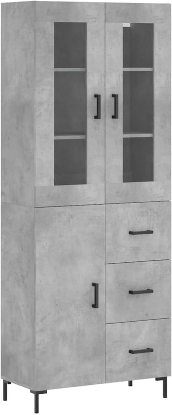 vidaXL Hoge Kast - 69,5x34x180 cm - Betongrijs Hoge Kast - Kast ...