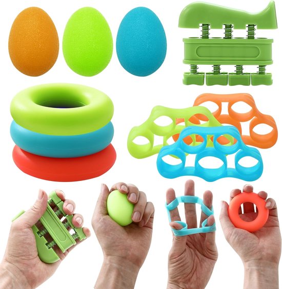 Set voor Hand- en Vingertraining - 10 Delen met 3 Weerstandsniveaus ...