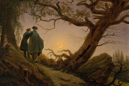 Caspar David Friedrich - Two Men Contemplating the Moon - Twee mannen ...