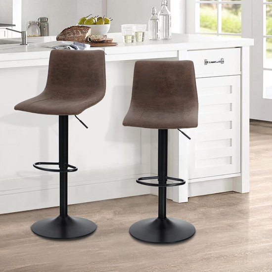 Verstelbare barkrukken set - modern - 2 stuks - PU-leer | bol