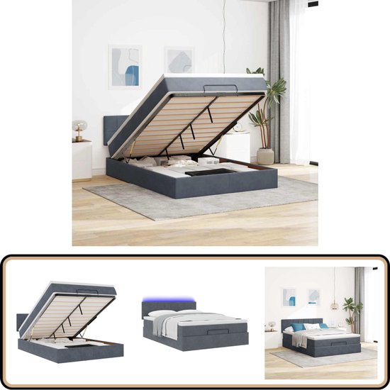 vidaXL Ottoman bed - 140x200 cm - Met matras en LED's Ottoman Bed ...