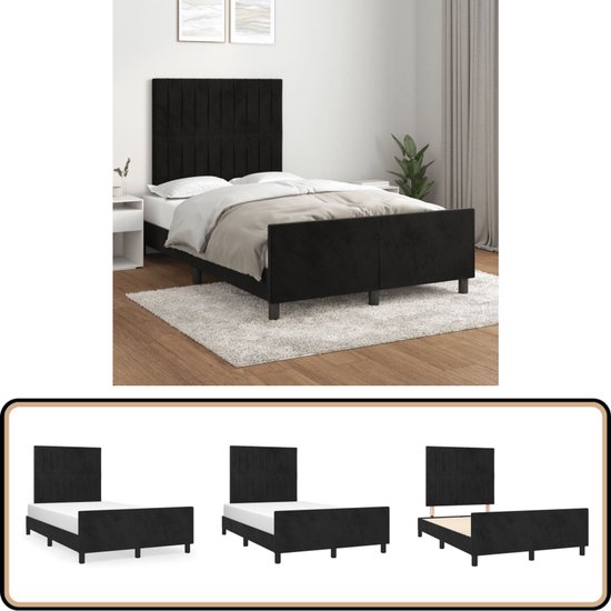 vidaXL Bedframe - 120x200 cm - Fluweel - Zwart Velvet Bed Frame ...