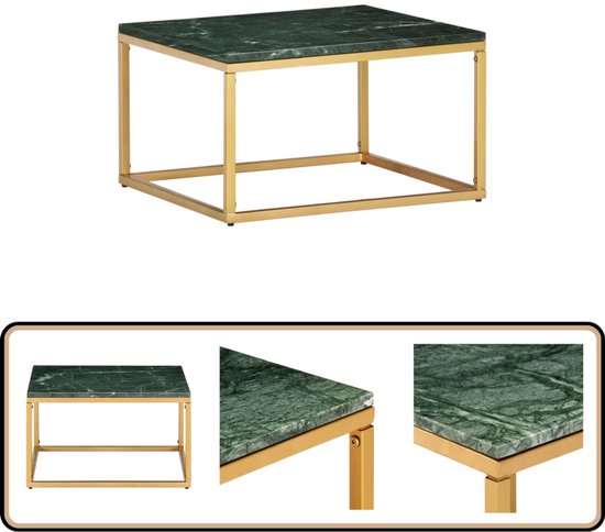 vidaXL Salontafel - 60x60x35 cm - Groen - Marmeren Look Salontafel ...