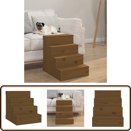 vidaXL Huisdierentrap - Massief Grenen - Honingbruin Hond Trap - Kat ...