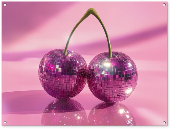 Tuinposter 120x90 cm - Tuindecoratie Glitter - Discobol - Roze - Kersen ...
