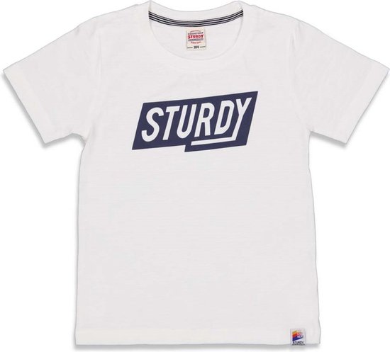 Sturdy T-shirt wit met blauw Sturdy logo - Maat 116 | bol
