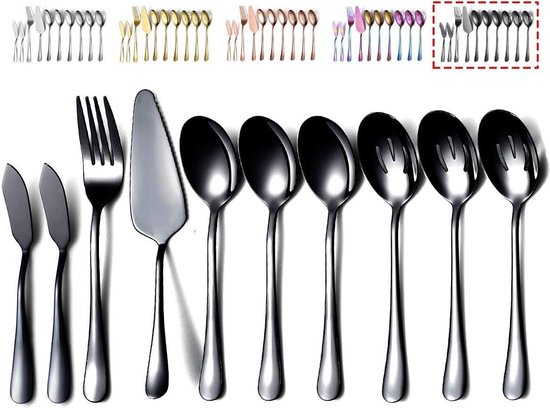 10-stuks Zwarte Opscheplepels Set met Schuimspanen, Opschepvork ...