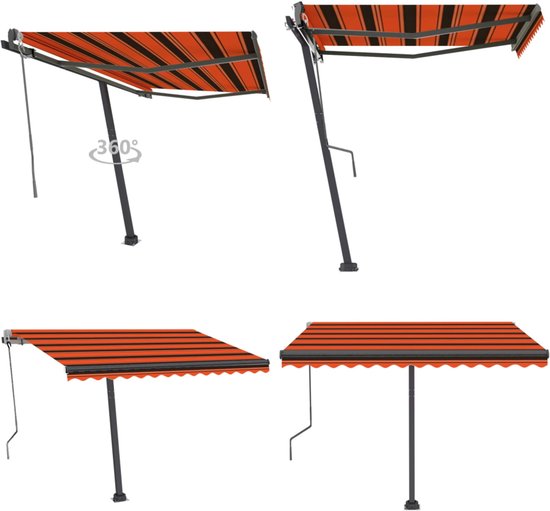 vidaXL Luifel vrijstaand automatisch 350x250 cm oranje en bruin ...