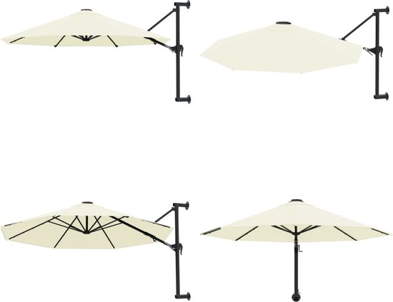 vidaXL Wandparasol met metalen paal 300 cm zandkleurig - Parasol ...