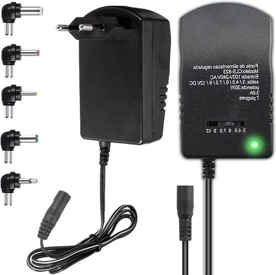 AC Adapter 12V Power Supply with 6 Interchangeable Points to DC 3V 4.5V ...