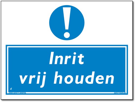 Inrit vrij houden bord - Bord 300 x 400 mm - (Forex) | bol