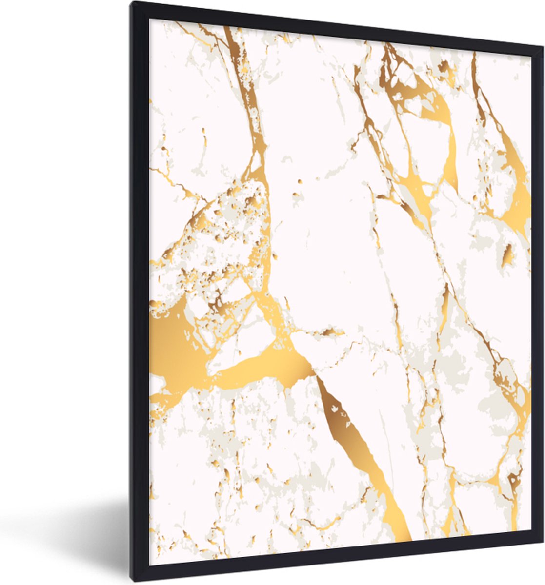Fotolijst incl. Poster - Marmer - Goud - Wit - Chic - 60x80 cm ...