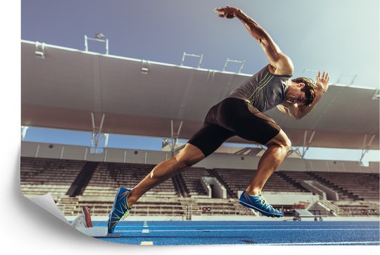 Fotobehang Sprinter Loopt Uit Het Startblok | bol