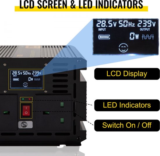 Dakta® Gemodificeerde Sinus 3000W Omvormer Correctie Sinusomvormer 24V Zuivere... | bol.com