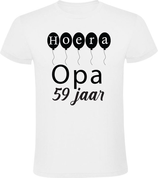 Hoera opa 59 jaar Heren T-shirt - verjaardag - feest - opa ...