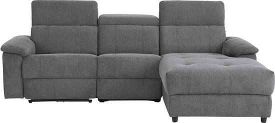Tanaro - Chaiselong Sofa 3 zits Rechtshandig in antraciet stof (98 x ...