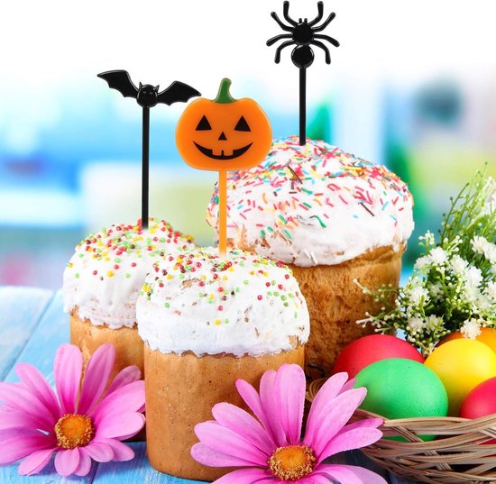 100 Stuks Halloween Cake Toppers in Plastic met Pompoen, Vampier ...