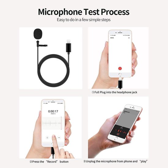 Professionele omnidirectionele reversmicrofoon met clip-on voor opname ...