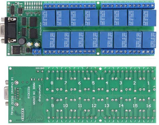 16-Channel DB9 Relay Module Female Interface - Serial Port Smart Module ...