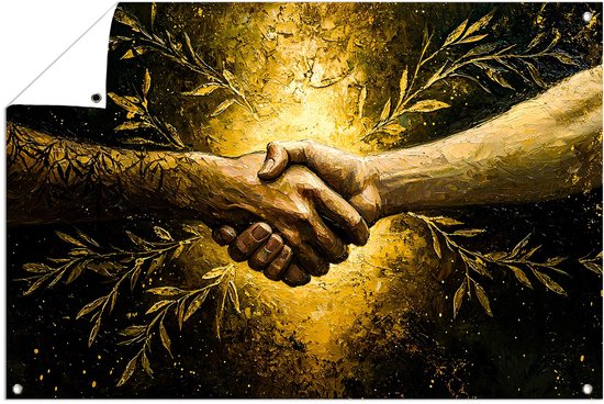 Gouden handdruk met bladeren - Samenwerking tuinprints - Tuinkunst ...