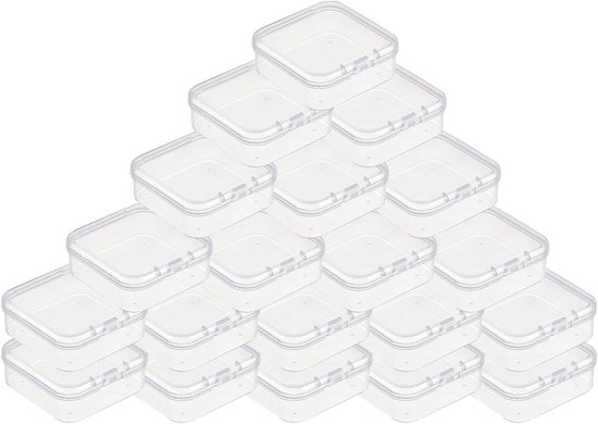 Mini-opbergboxset - 20 stuks kleine plastic opbergdozen met klapdeksel ...