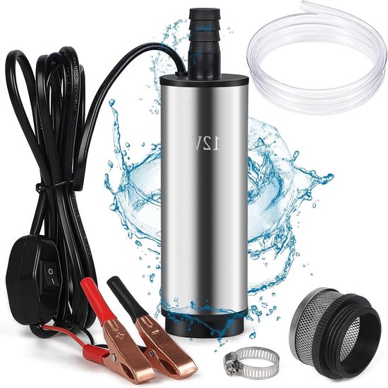 Waterpomp 12 V DC oliepomp 51 mm mini-dompelpomp met 3 m slang Ø 19 mm ...